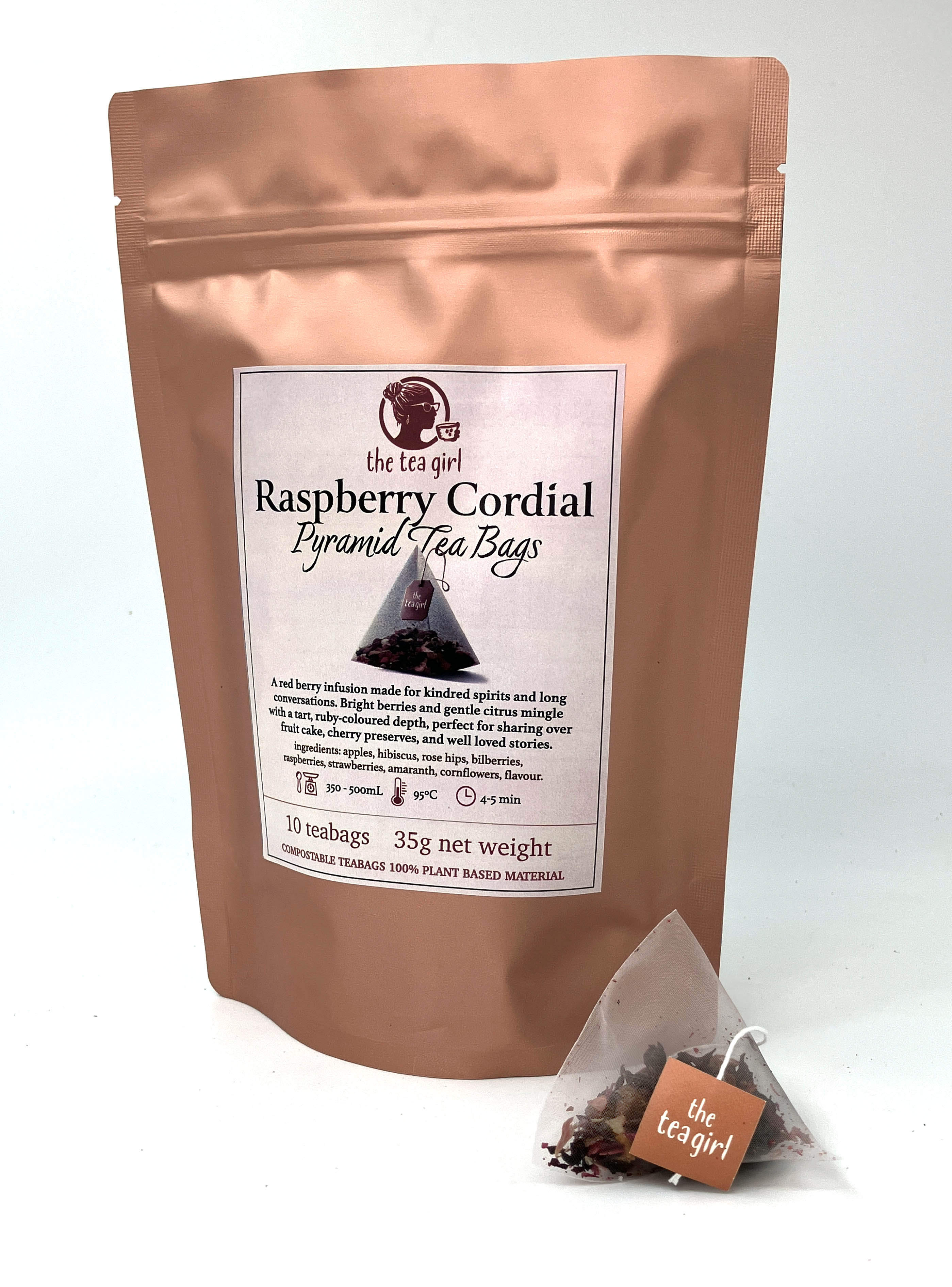 Raspberry Cordial Pyramid Tea Bags – The Tea Girl